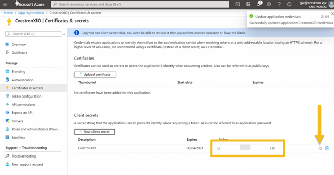 SSO for XiO Cloud using Azure AD [Crestron Electronics, Inc.]